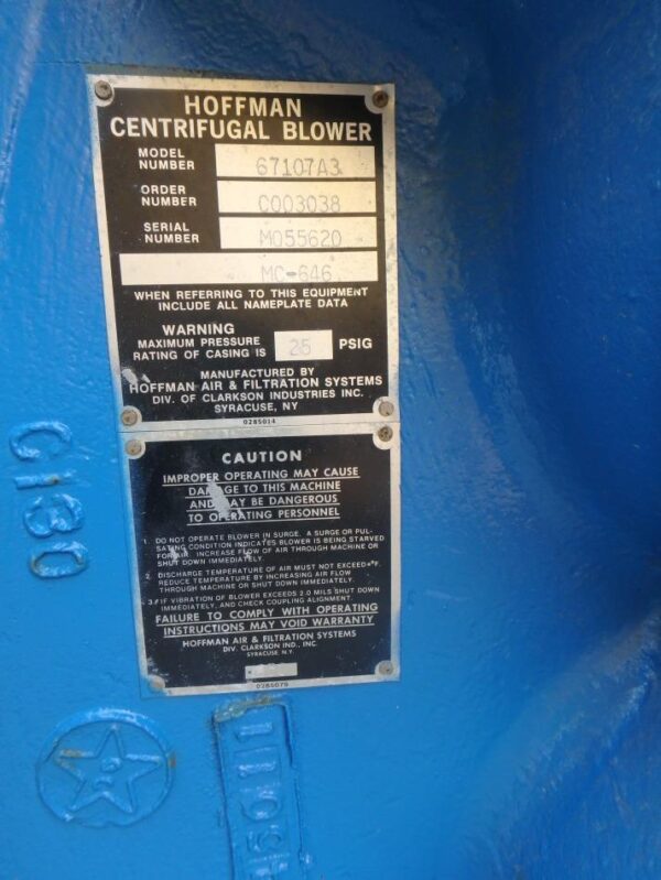 20" X 18" HOFFMAN 7 STAGE CENTRIFUGAL BLOWERS - Nelson Machinery ...
