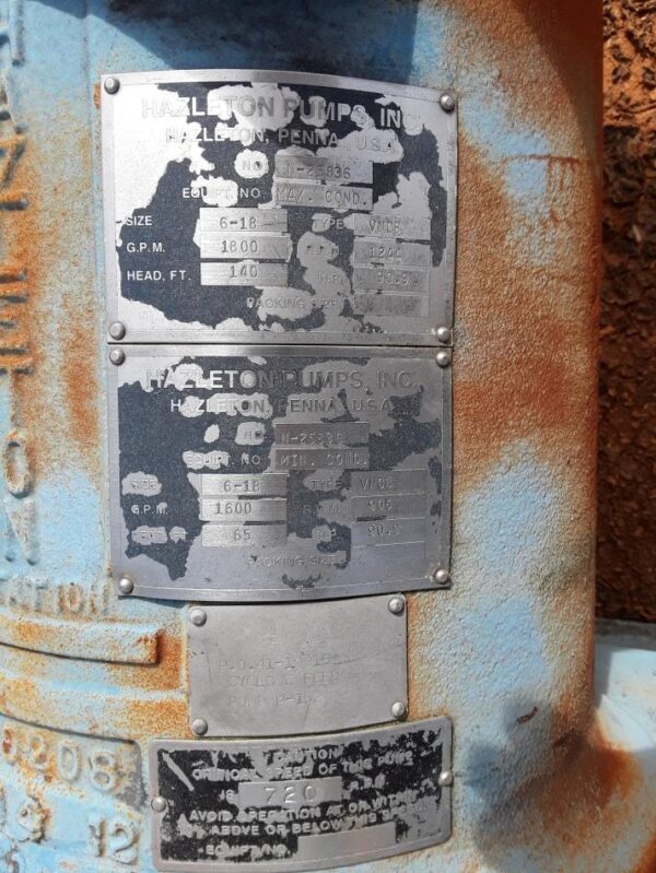 6" HAZLETON VNCB VERTICAL CANTILEVER PUMP - Nelson Machinery ...