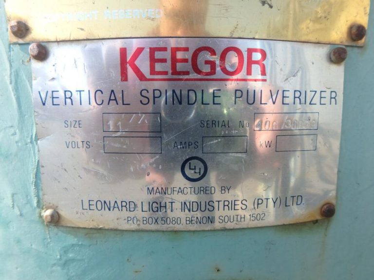 11" KEEGOR VERTICAL SPINDLE PULVERIZER - Nelson Machinery & Equipment Ltd.
