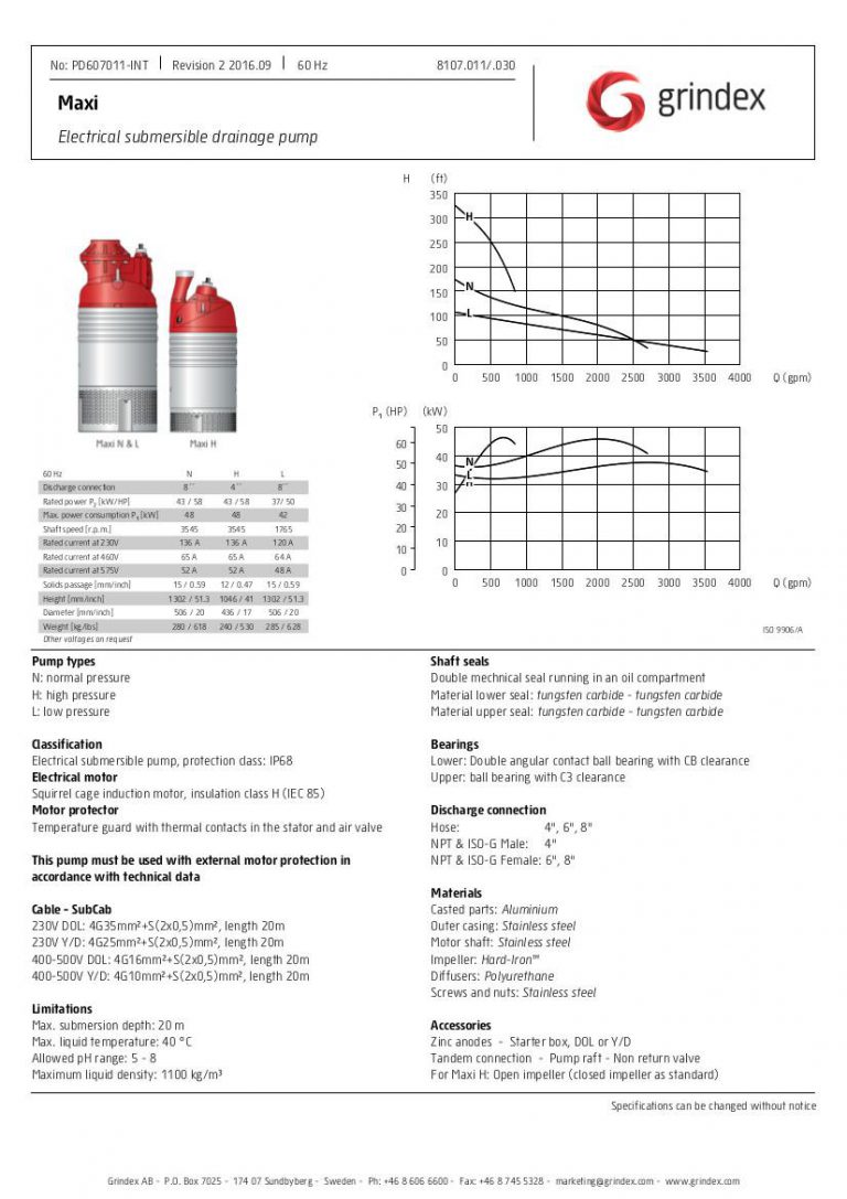 8" GRINDEX SUBMERSIBLE PUMP WITH FLOATING FRAME - Nelson Machinery ...