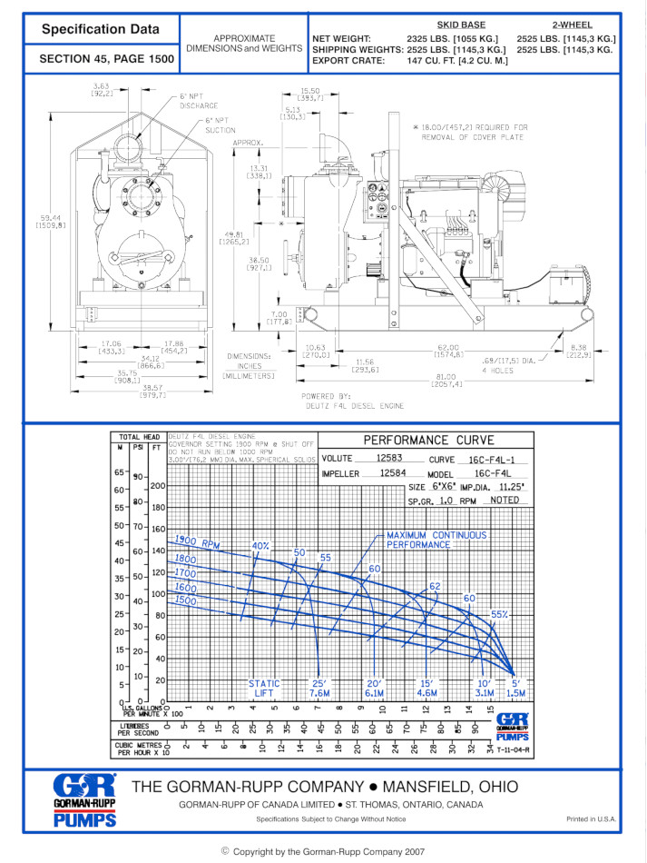 6" Gorman Rupp Self Priming Pump - Nelson Machinery & Equipment Ltd.