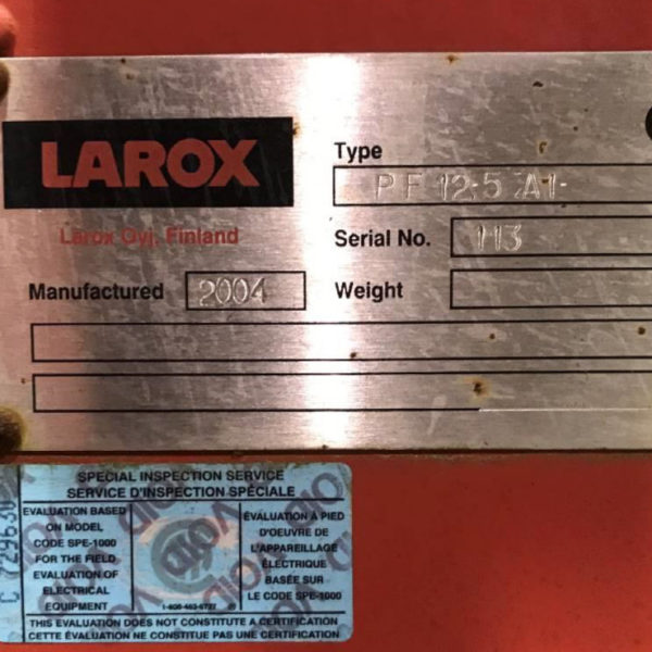 LAROX PF 12.5 AUTOMATIC PRESSURE FILTER - Nelson Machinery & Equipment Ltd.