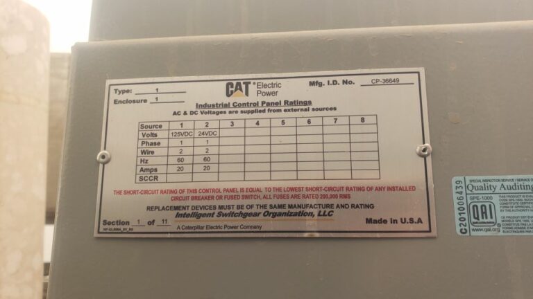 5 KV Caterpillar Switchgear - Nelson Machinery & Equipment Ltd.