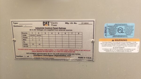 5 KV Caterpillar Switchgear - Nelson Machinery & Equipment Ltd.