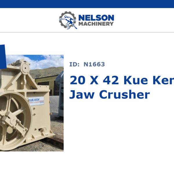 20" X 42" KUE KEN JAW CRUSHER - Nelson Machinery & Equipment Ltd.
