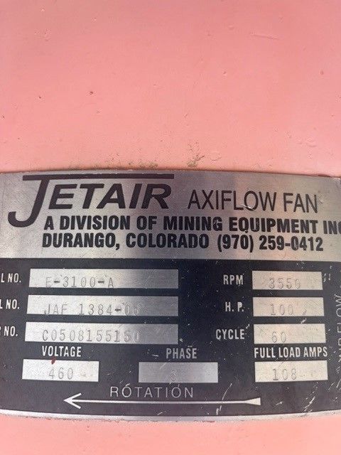 30" JetAir Axiflow Fan 100 HP - Nelson Machinery & Equipment Ltd.