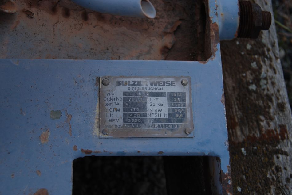 2.5" x 3" Sulzer Weise High Pressure Centrifugal Pump- Nelson