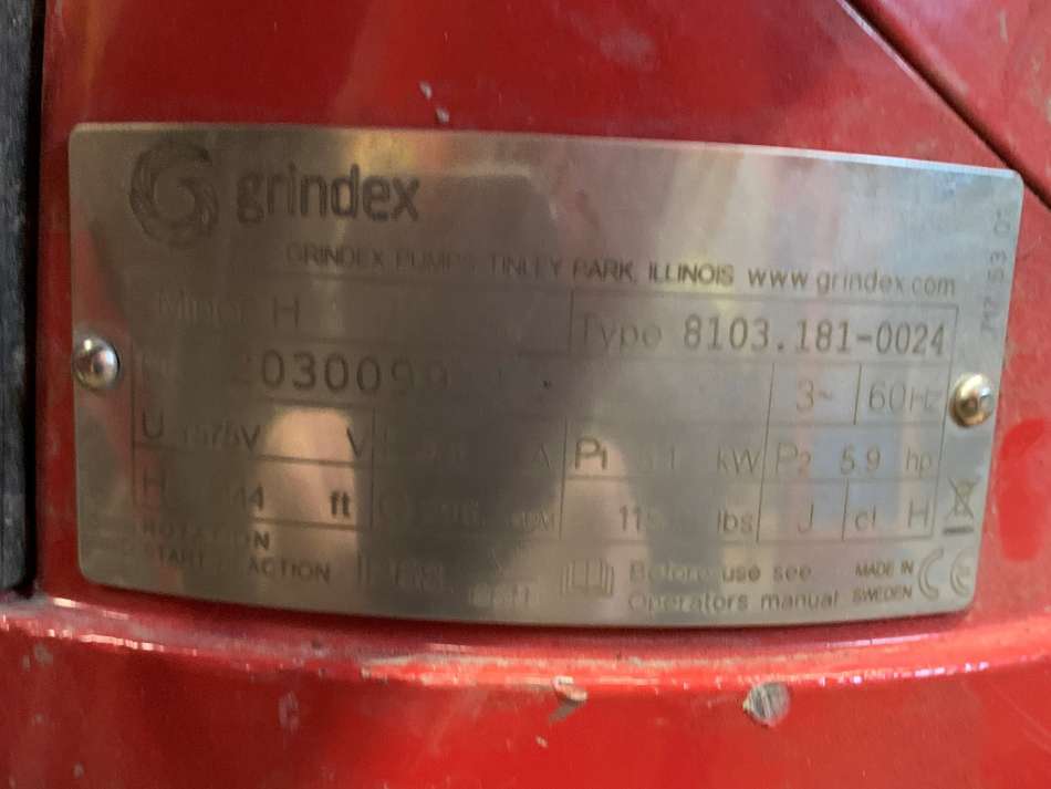 6 HP GRINDEX MINOR H PUMP - Nelson Machinery & Equipment Ltd.