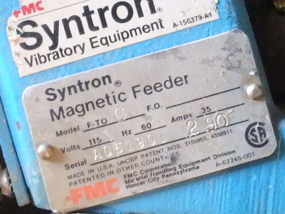 2.5" x 12" Syntron Magnetic Pan Feeder - Nelson Machinery & Equipment Ltd.