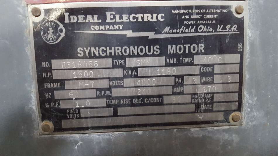 1500 HP Ideal Electric Synchronous Motor - Nelson Machinery & Equipment ...