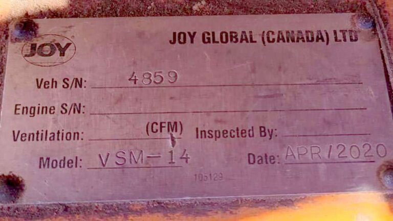 JOY VSM14 SHAFT MUCKER WITH SPARES - Nelson Machinery & Equipment Ltd.