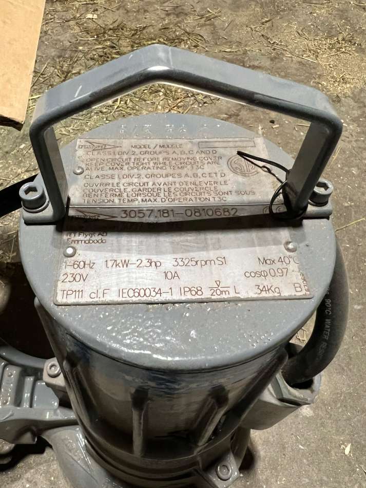 Flygt Model 3057 Submersible Pump- Nelson Machinery & Equipment Ltd.